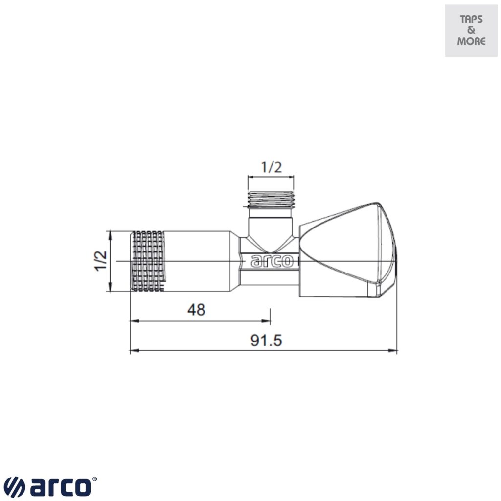 ARCO Triangle metal handle angle valve w/ blue & red markings and ...
