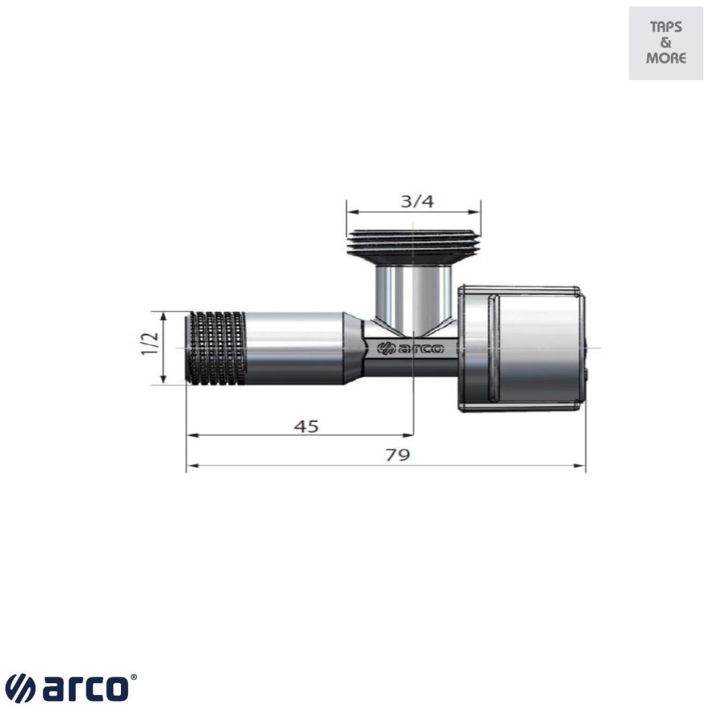 ARCO ABS handle angle valve w/ rosette Size : 1/2 x 3/4 - L-85 - TAPS ...