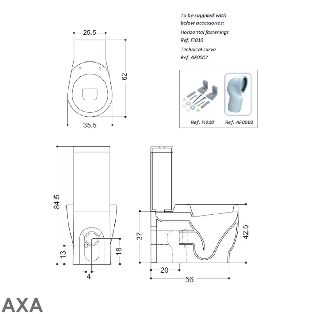 AXA Water Closet Wash-down WC, floor standing horizontal or vertical ...