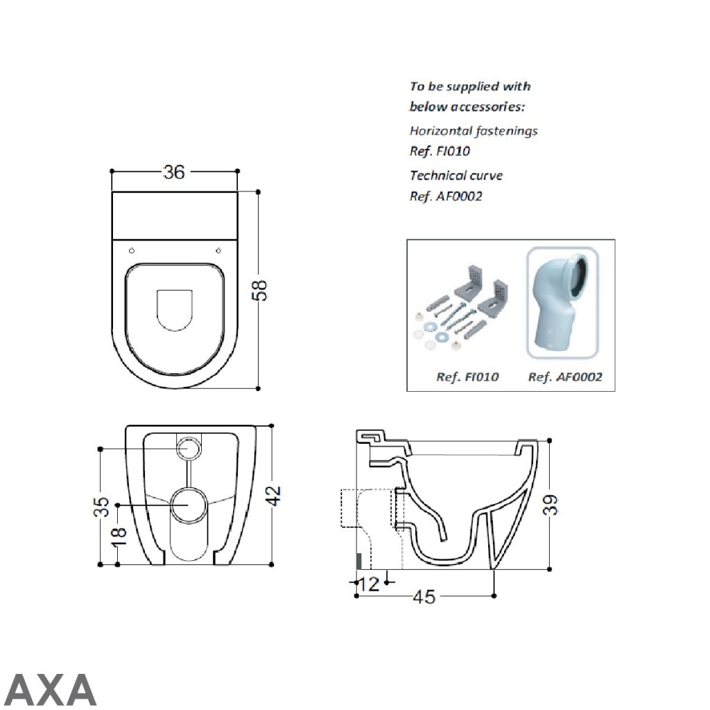 AXA Water Closet Washdown WC, floor standing back-to-wall horizontal or ...