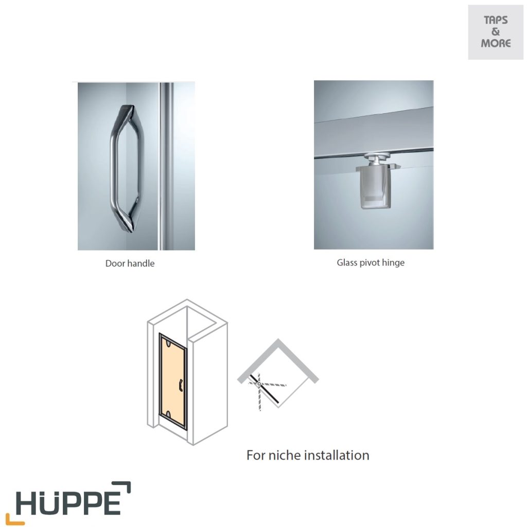 HUPPE Pivot door 6 mm reversible 1000 x 1900 mmClear Tempered - X1 ...