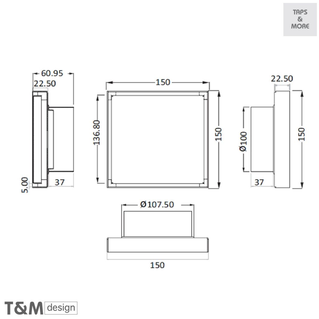 T&M DESIGN Square Floor Drain, reversible & tileable, compatible with ...