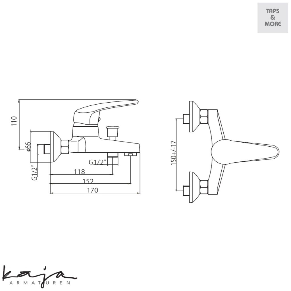 KAJA Single lever bath / shower mixer with automatic diverter and ...