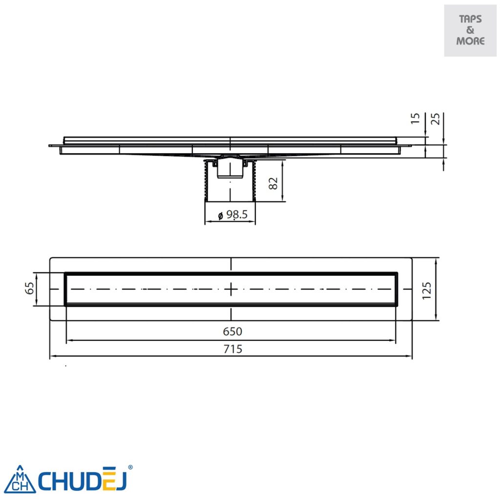 MCH CHUDEJ Linear Floor Drain / Shower Channel – vertical outlet D50 ...