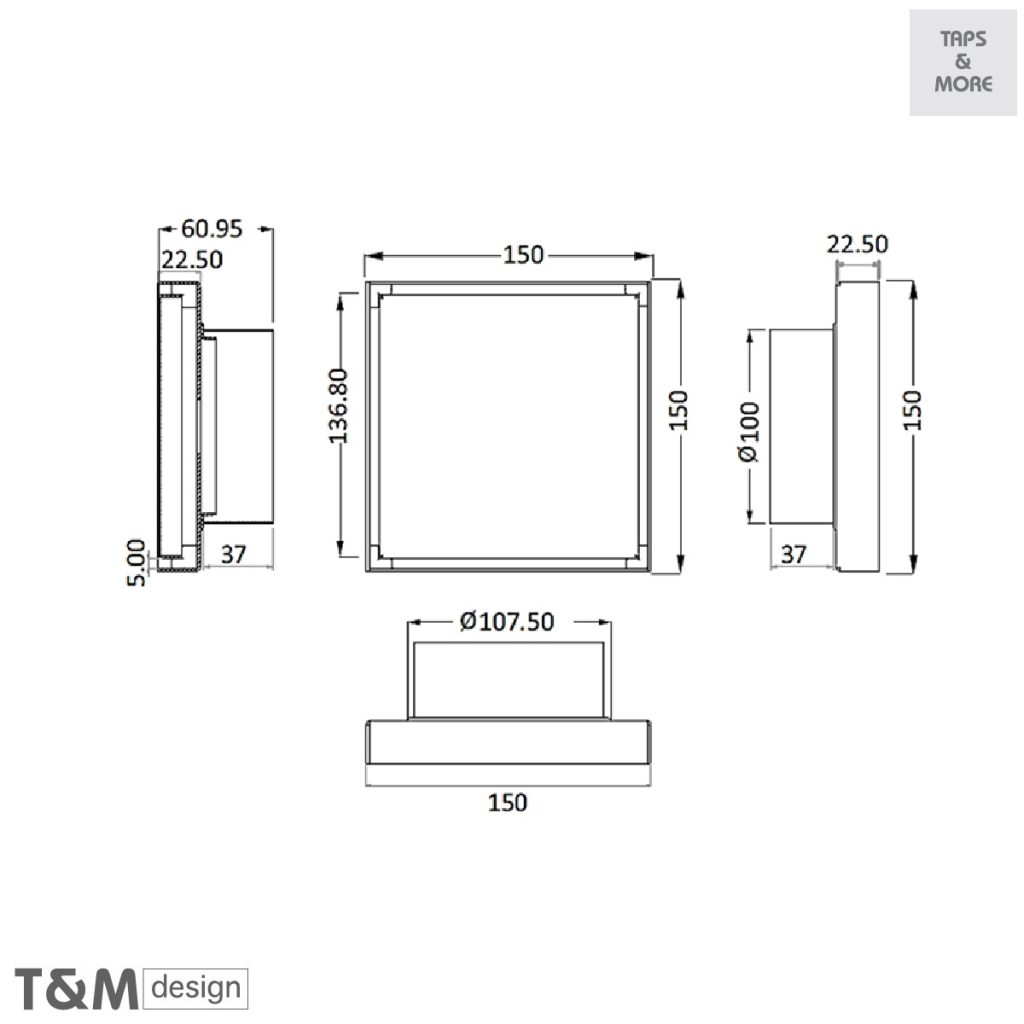 T&M DESIGN Square Floor Drain, reversible & tileable, compatible with ...