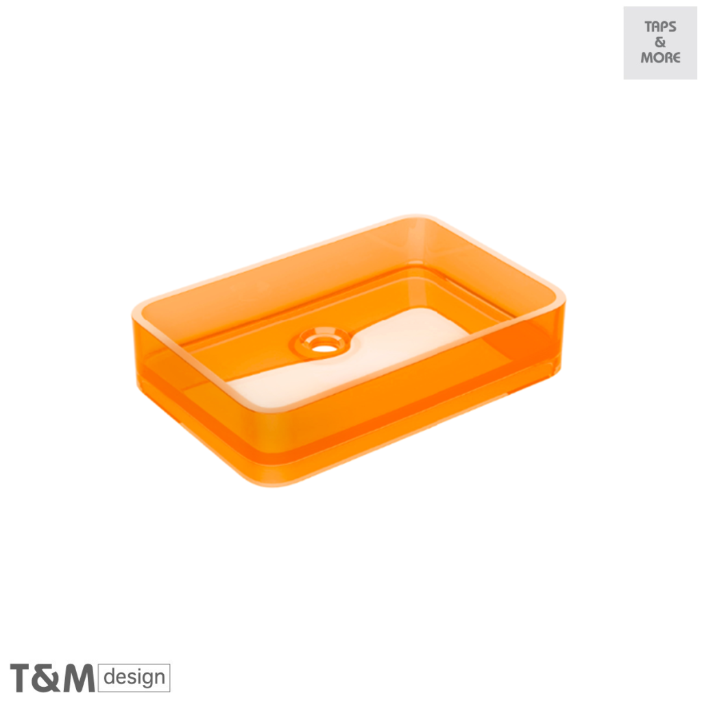 T&M DESIGN Resin Lay-on washbasin without overflow hole Size : 550 x ...