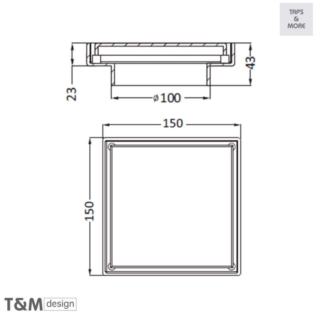 T&M DESIGN Square Floor Drain, reversible & tileable, compatible with ...