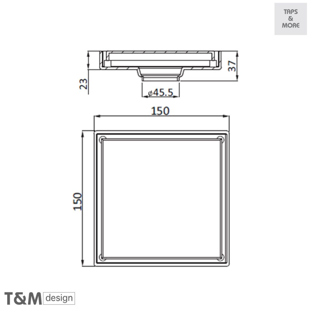 T&M DESIGN Square Floor Drain, reversible & tileable, compatible with ...