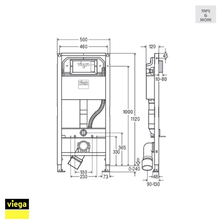 VIEGA Concealed cistern 12 cm with shower WC connection, with front ...